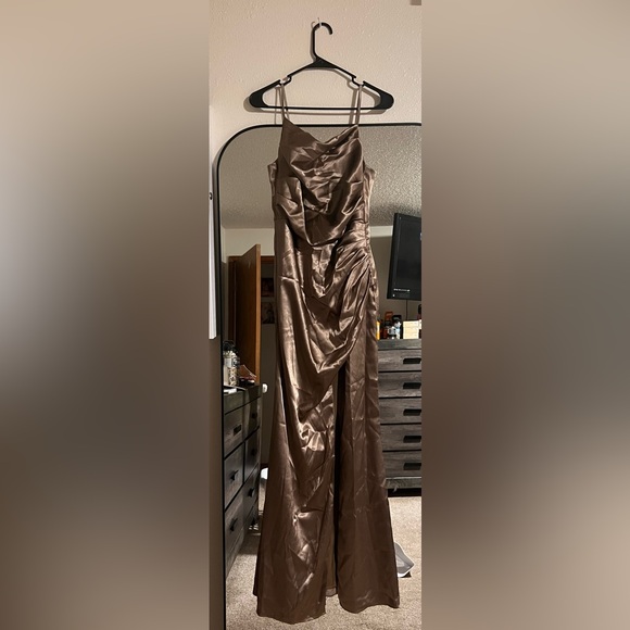 Birdy Grey | Dresses | Birdy Grey Lydiamocha Shiny Satin | Poshmark